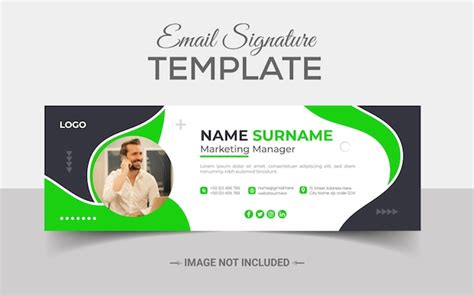 전자 메일 서명 템플릿 비즈니스 및 기업 디자인 프리미엄 벡터