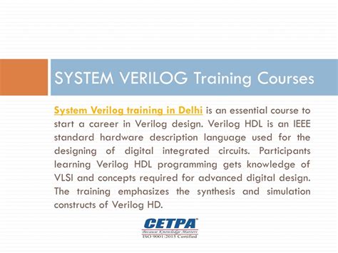 Ppt Best System Verilog Certification Courses Powerpoint Presentation