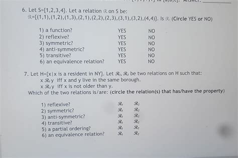 Solved 6 Let S 1234 Let A Relation R On S Be
