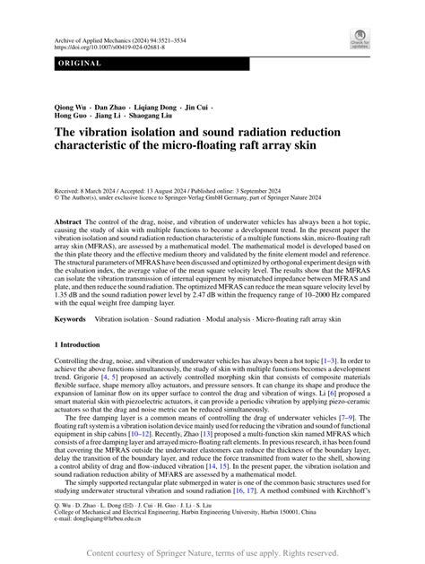 The Vibration Isolation And Sound Radiation Reduction Characteristic Of The Micro Floating Raft
