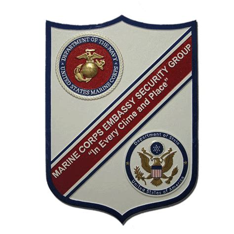Usmc Us Marine Corps Security Group Wooden Emblem Plaque