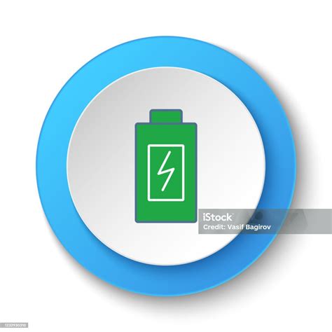 웹 아이콘의 둥근 버튼입니다 배터리 충전 벡터 아이콘 버튼 배너 라운드 응용 프로그램 일러스트를 위한 배지 인터페이스 에 대한 스톡 벡터 아트 및 기타 이미지 Istock
