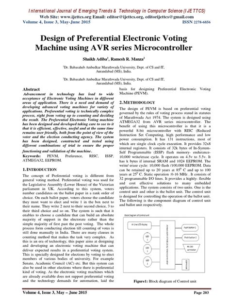 pdf design of preferential electronic voting machine using avr series