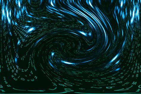 블루 그린 매트릭스 디지털 배경입니다 왜곡 된 사이버 공간 개념 웜 홀에서 녹색 문자가 떨어집니다 해킹 된 매트릭스 가상 현실 디자인 복잡 한 알고리즘 데이터 해킹 시안