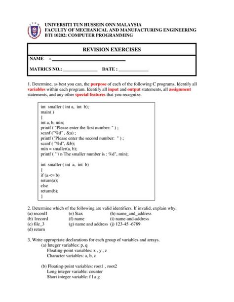 Revision1 C Programming Pdf