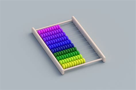 회색 테이블에 다채로운 장난감 주판 취학 전 교육 비즈니스 및 금융 개념 초등 수학 학교에서 수학 수업 잔액 계산 3d 렌더 3차원 형태에 대한 스톡 사진 및 기타 이미지