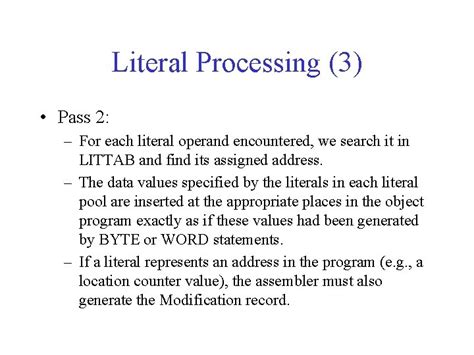 Machine Independent Assembler Features Literal Symbol Expression Literals