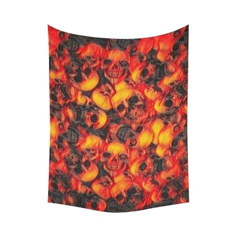 Demon Skulls Hell Horror Black Light Party Cotton Linen Wall Tapestry 60x 80 Id D3340905