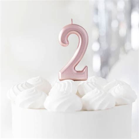 Парти свещ цифра 2 розово злато Matisto Bg