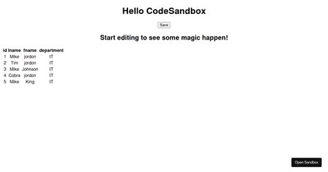 Save Button Codesandbox