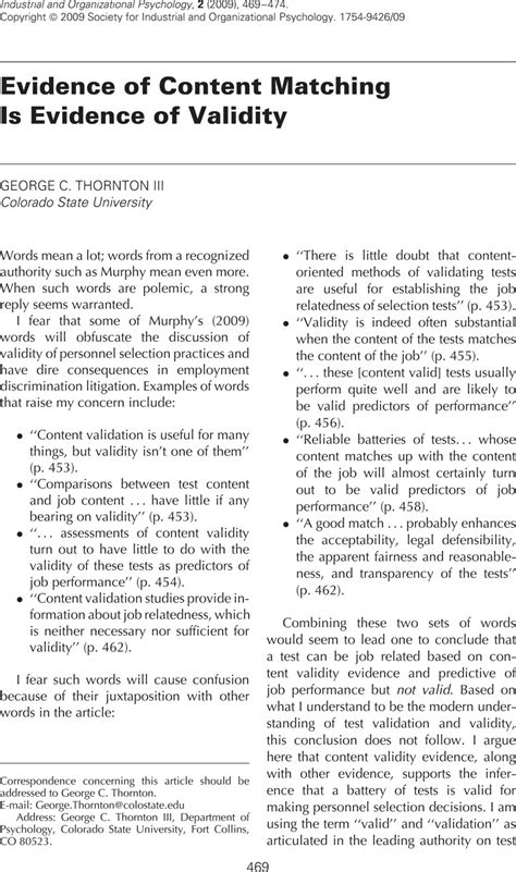 Content Validity Psychology