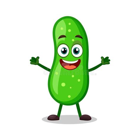 Adorable Exciting Cucumber Slice Cartoon Character Stock Vector Illustration Of Slice