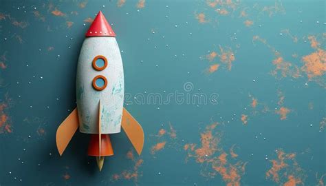 A Small Model Rocket Is Sitting On A Blue Background By Ai Generated