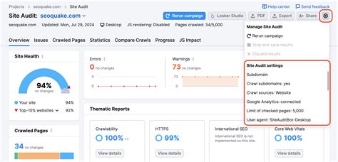 Configuring Site Audit