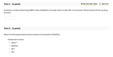 solved part 1 1 point see periodic table d see hint a