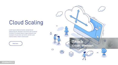 Cloud Scaling Solution Concept Cloud Computing Technology Is Easy Handles Growing And Decreasing