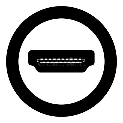 Hdmi Port Socket Icon In Circle Round Black Color Vector Illustration Image Solid Outline Style