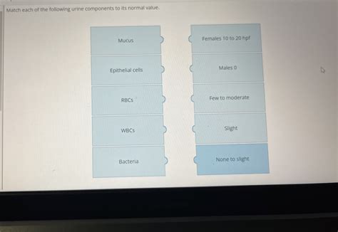 Solved Match Each Of The Following Urine Components To Its