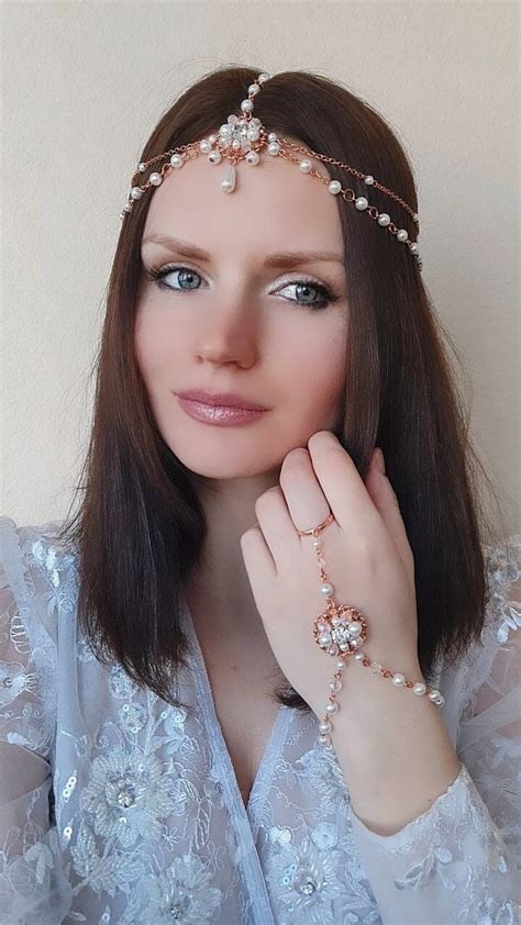 Ensemble Tikka De Mariage En Or Rose Tikka De Mariée Bracelet De Doigt Boucles Doreilles De