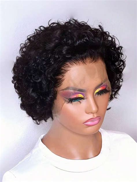 Short Curly Pixie Cut Lace Front Wigs 6 Inch 13x1 Human Hair Lace Front