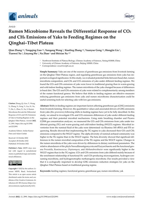 Pdf Rumen Microbiome Reveals The Differential Response Of Co2 And Ch4