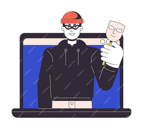 Premium Vector Phishing Cybercrime Flat Line Concept Vector Spot Illustration Cyberattack On