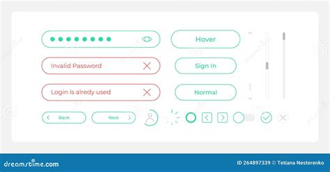Sign In Process Ui Elements Kit Stock Vector Illustration Of