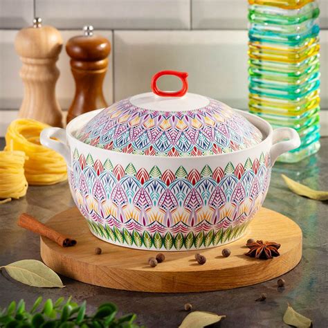 Кастрюля для запекания керамика, 1.6 л, круглая, с крышкой, Восток ...