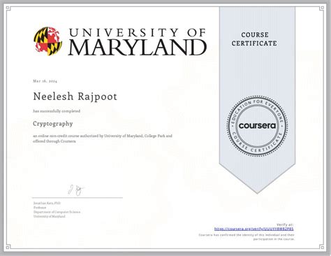 Neelesh Rajpoot On Linkedin Coursera Cryptography Course Completion Certificate