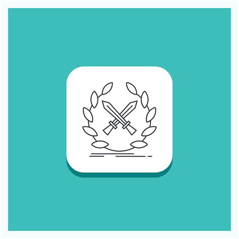Round Button For Battle Emblem Game Label Swords Line Icon Turquoise Background 13047616