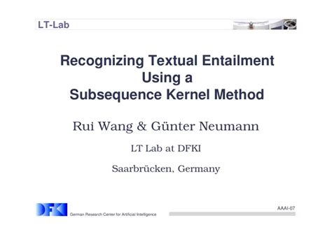 Ppt Recognizing Textual Entailment Using A Subsequence Kernel Method Powerpoint Presentation