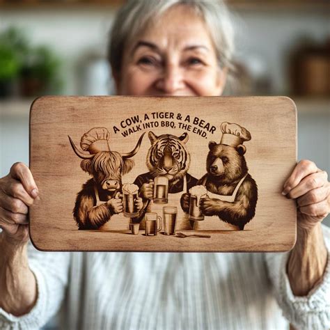 Charcuterie Board Laser Engraving File Highland Cow Tiger Bear For