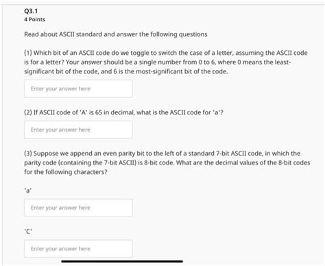 Solved Points Read About ASCII Standard And Answer The Chegg