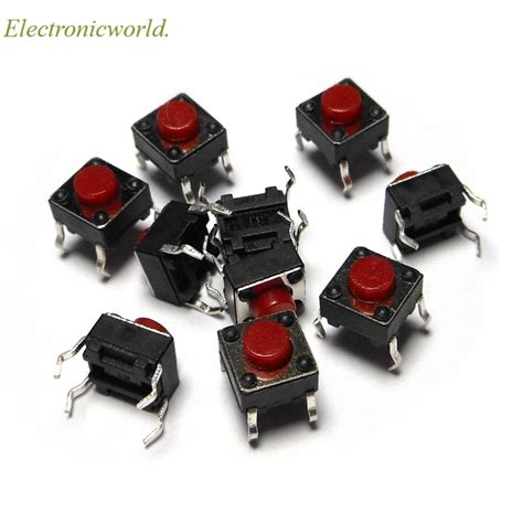 10PCS Lot 6 6 5MM Red Small Button Switch Copper Foot Micro Square Push Button Switches