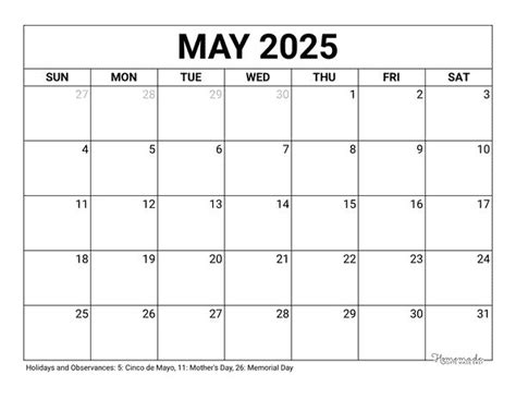 Free Printable Calendar 2025 With Holidays Free Printable Calendar Free Printable Calendar