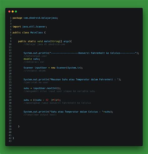 Contoh Aktivitas Konversi Suhu Fahrenheit Ke Celcius Di Java Java