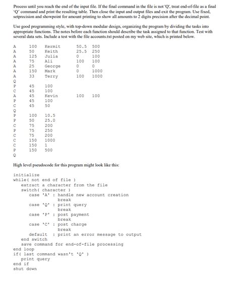 Solved Write A Program That Reads Account And Transaction