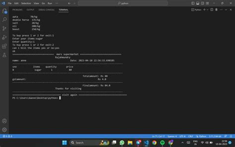 Kanthi Purnima On Linkedin Day 6 Task 17 Complete Super Market Bill