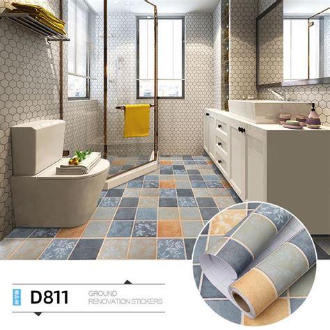 Утолщенные наклейки на пол, самоклеящиеся обои для ванной комнаты ...