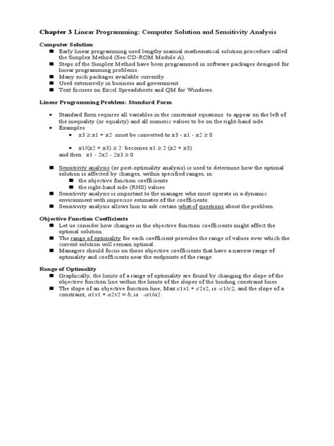 Taylor Chap 3 Linear Programming Pdf Sensitivity Analysis Linear