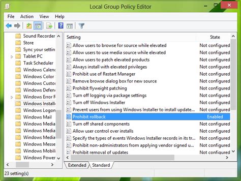 Disable Rollback Feature Of Windows Installer In Windows 1110