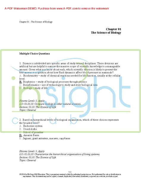 Chap001 Chapter 1 Test Bank Chapter 01 The Science Of Biology 1