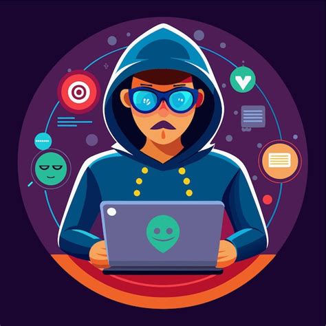 Premium Vector Hacker Operating A Laptop Icon
