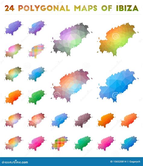Set Of Vector Polygonal Maps Of Ibiza Stock Vector Illustration Of Pattern Ibiza 156520814