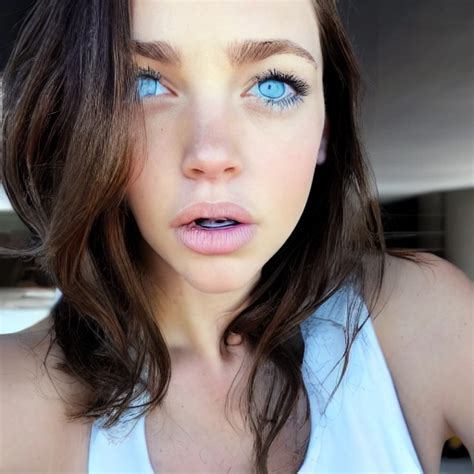 White Girl Brunette Blue Eyes Portrait Face Like Sydney Sweeney