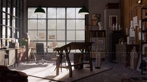 现代个人设计办公室su模型下载【id 1124394750】 知末su模型网