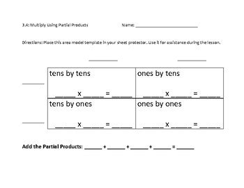Area Model For Chapter Go Math Multiplying Using Partial Products