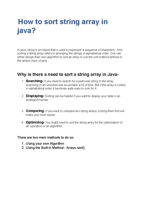 Sorting An Array Of Strings In Java How To Sort String Array In Java