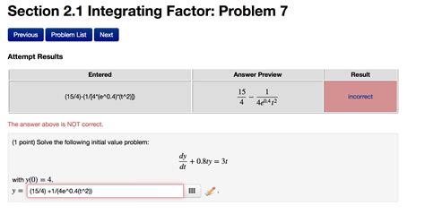 Solved 1 Point Solve The Following Initial Value Proble
