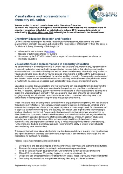 Pdf Visualizations And Representations In Chemistry Education